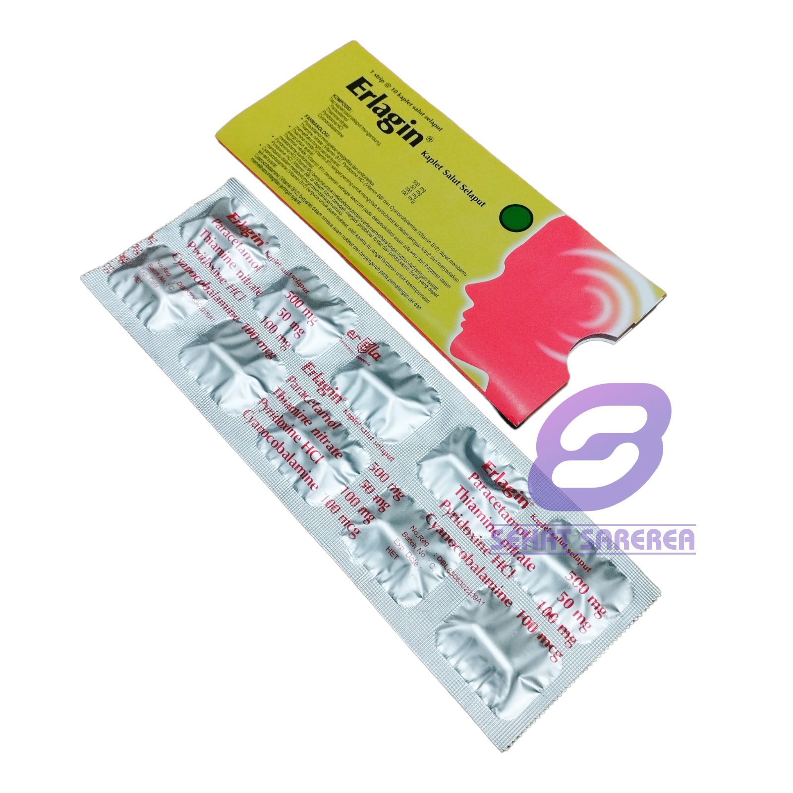 Erlagin Strip 10 Kaplet Paracetamol B1 B6 dan B12 | Lazada Indonesia