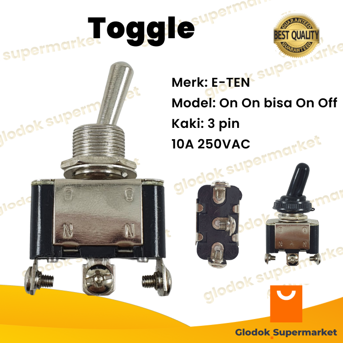 Toggle Switch 3 Pin On OFF E-TEN Saklar Togle Kaki 3p 10A On On ...