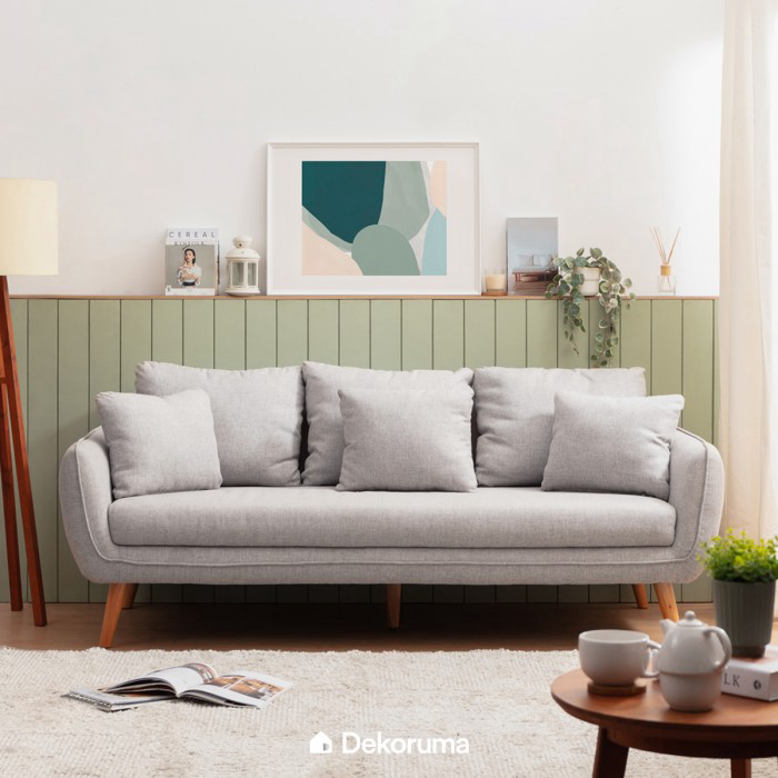 Dekoruma HIKI Sofa Tamu Minimalis 3 Dudukan Abu - Sofa 3 Seater ...