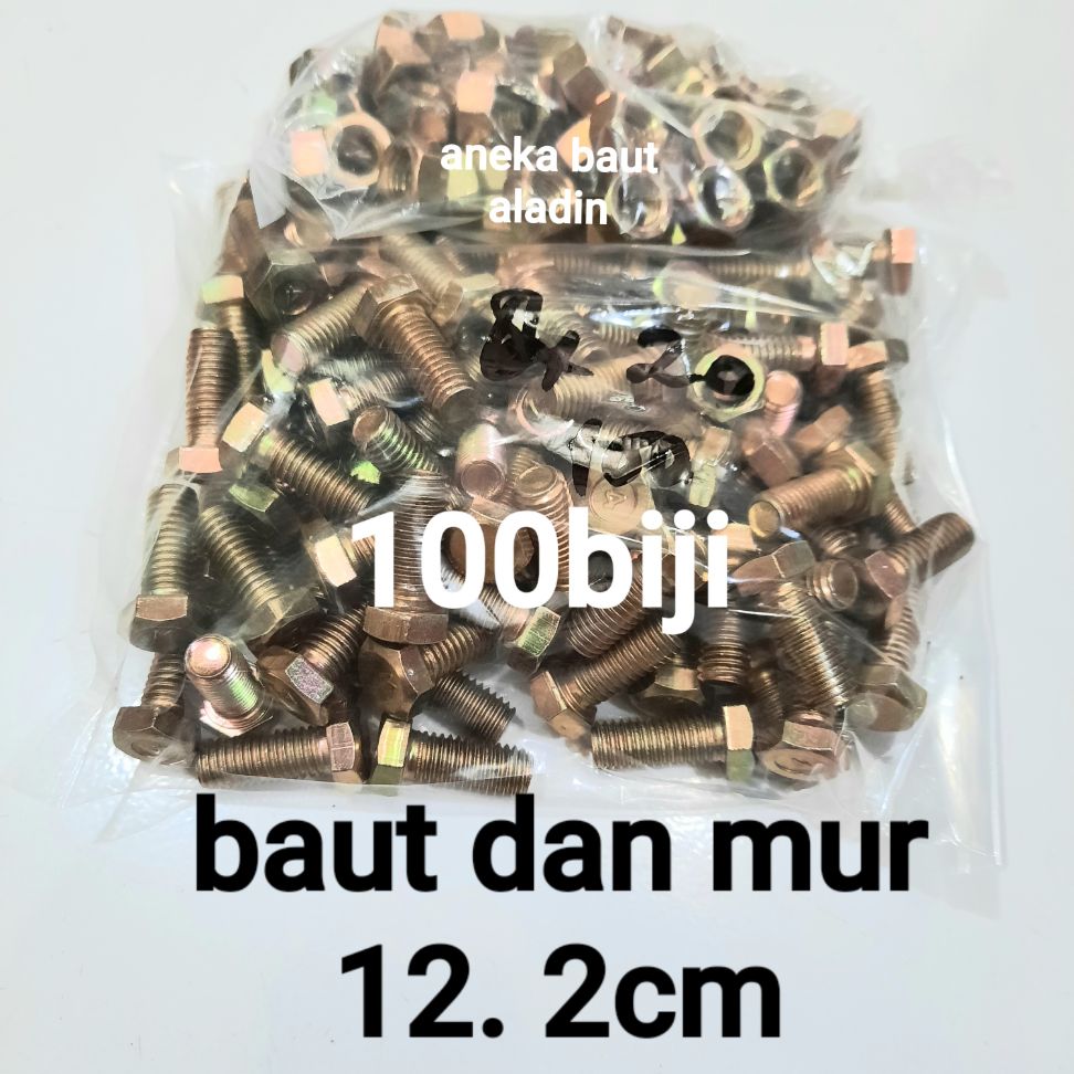 baut dan mur 12. 2cm isi 100biji | Lazada Indonesia
