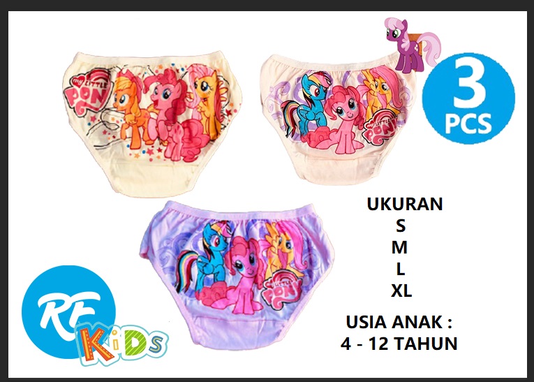 TERLARIS!! 3 PCS CELANA DALAM ANAK PEREMPUAN MOTIF My Little Pony - Cd ...