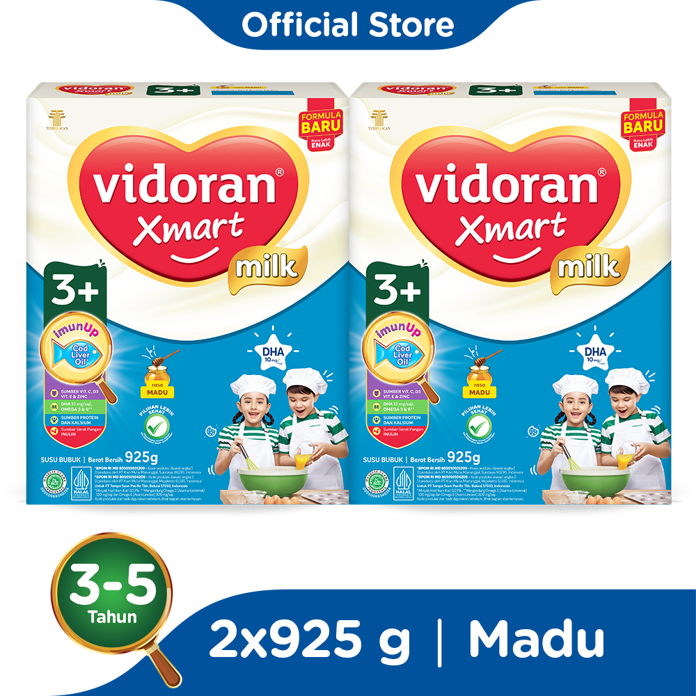 vidoran Xmart 3+ Madu 925gr Susu Formula Pertumbuhan Anak 3-5 Tahun - 2 ...