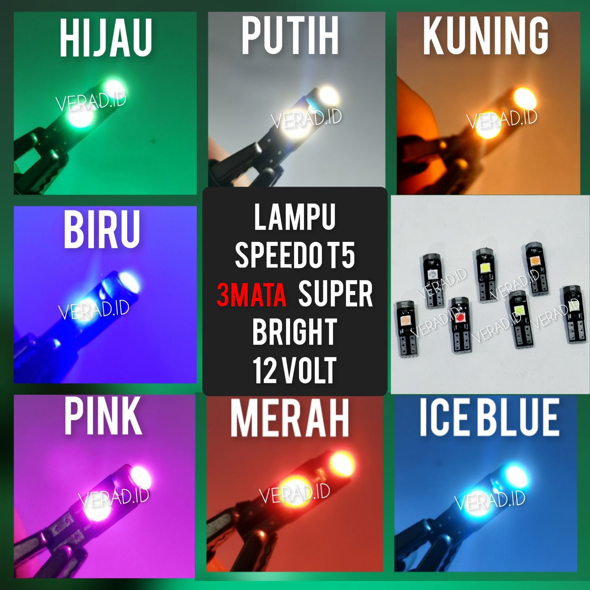 LAMPU LED SPEEDOMETER INDIKATOR T5 3 MATA SMD 12 VOLT MOTOR MOBIL ...