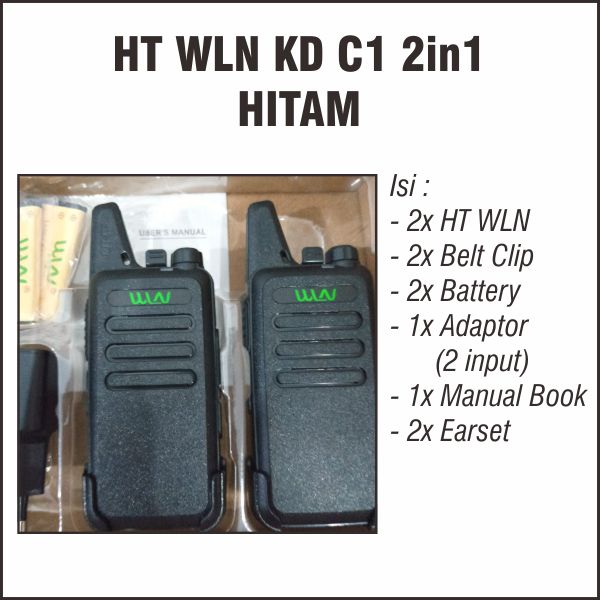 HT WLN 2 in 1 box KD C1 Hitam KD-C1 UHF Two Way Radio Handy Talky ...