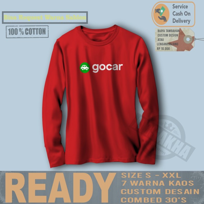 KAOS BAJU LENGAN PANJANG GOCAR GO CAR LOGO BARU KAOS PERUSAHAAN GOJEK ...