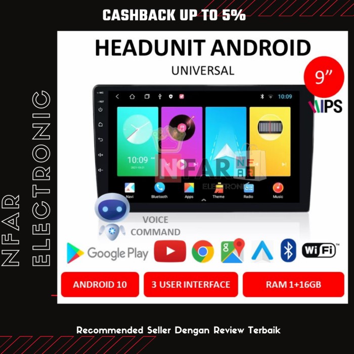 Headunit Android 9 inch Universal Double Din Head Unit Mobil Android ...