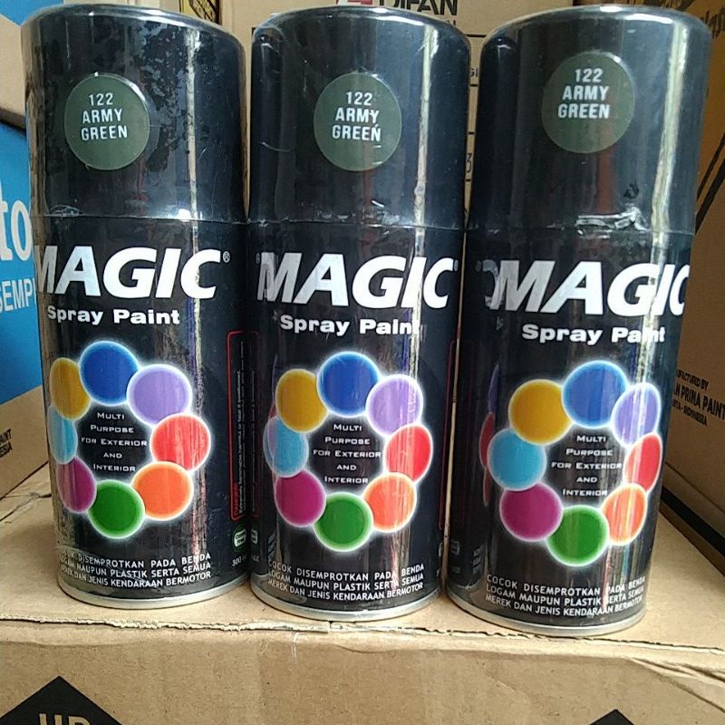 pilok pilox magic spray paint magic army green 122 hijau tentara hijau ...