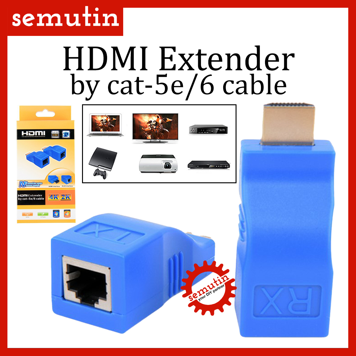 HDMI Extender 30M / Adapter LAN RJ45 Female HDMI Male Ethernet ...