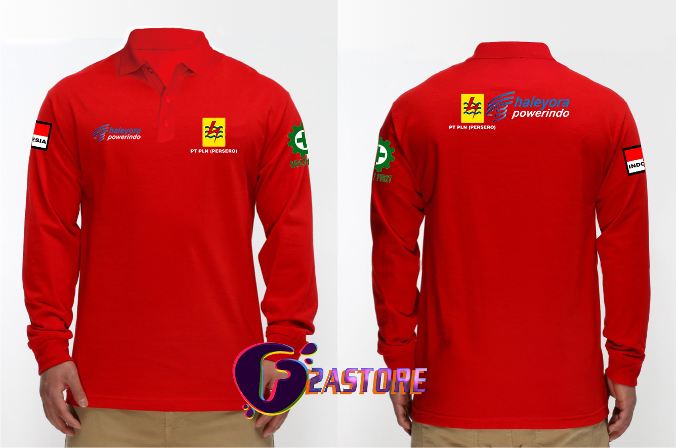 BAJU kerah mode polo LISTRIK HELYORA belakang dan Depan LOGO PLN - BAJU ...