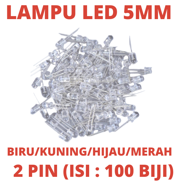 LAMPU LED 5MM 2 KAKI WARNA HIJAU (PAKET ISI 100 BIJI) 2 PIN DIODA DIODE ...
