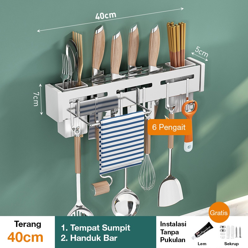 EARISE Rak pisau dinding Dapur Stainless Steel Rak Gantung Dapur ...