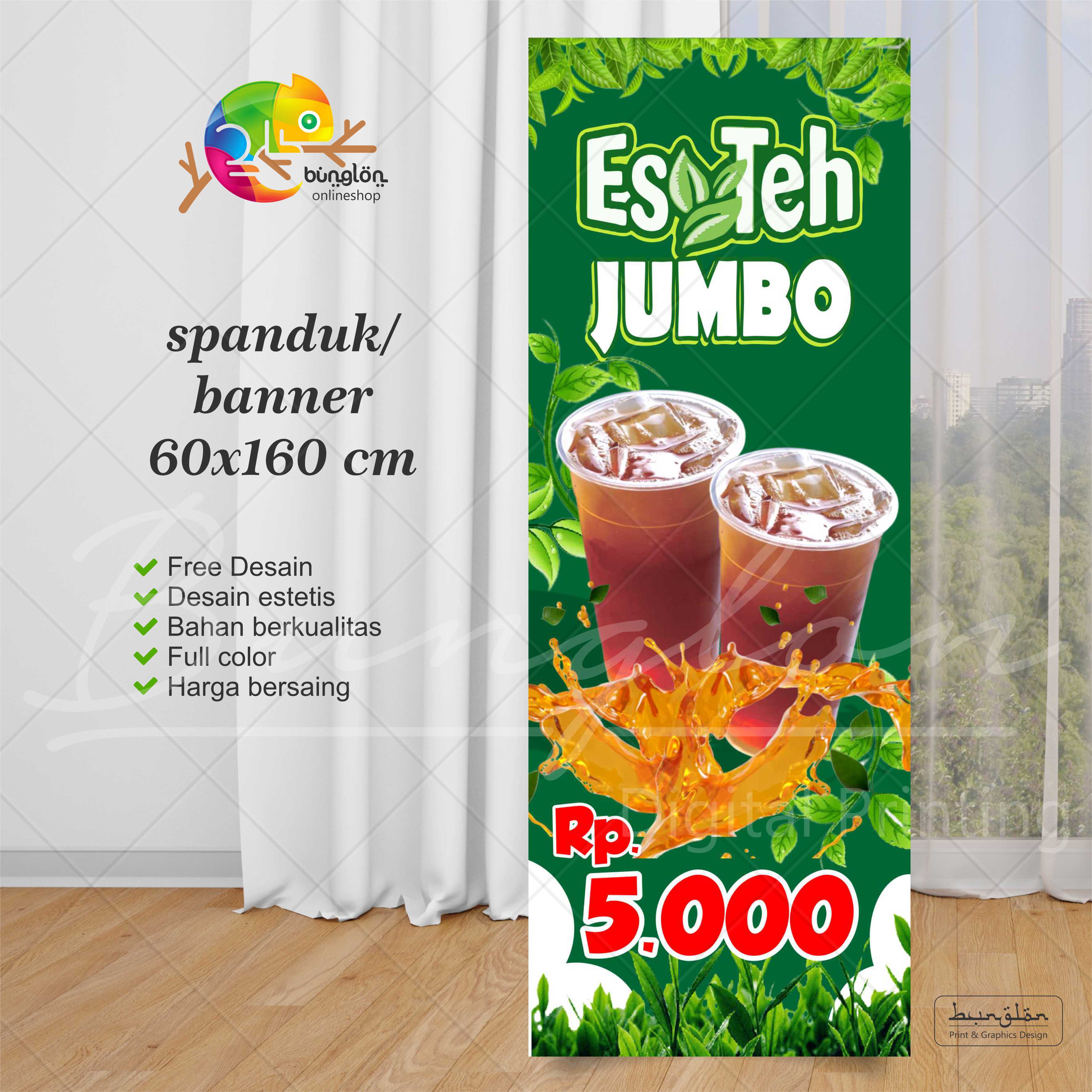 Spanduk Banner 60x160 Cm Es Teh Jumbo Model Hijau | Lazada Indonesia