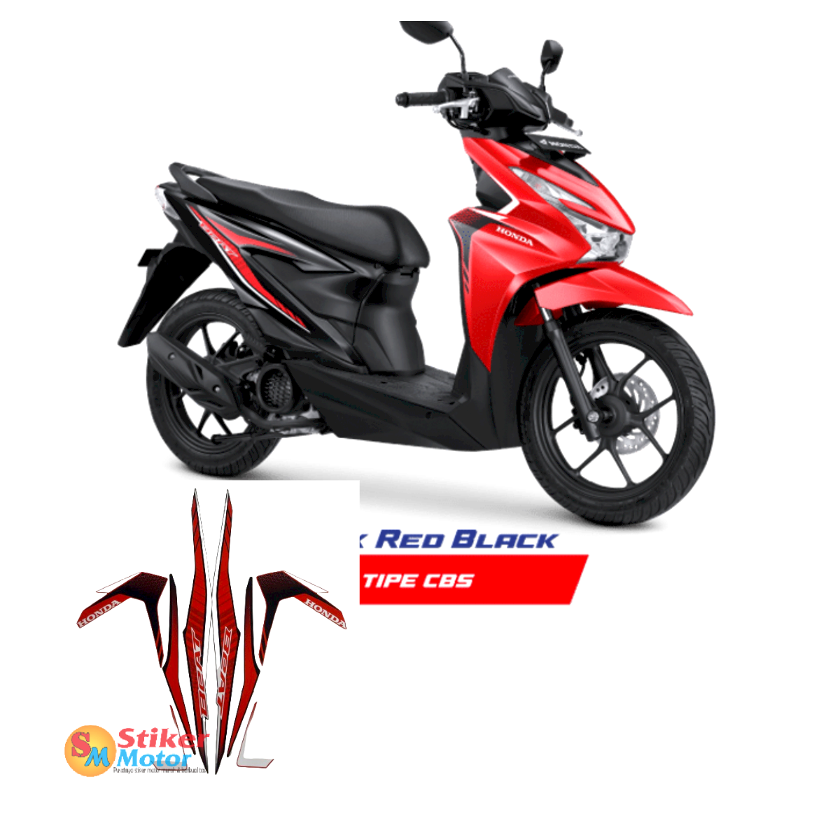 STIKER STRIPING LIS LES BODY MOTOR HONDA BEAT FI 2024 CBS STANDAR FULL ...