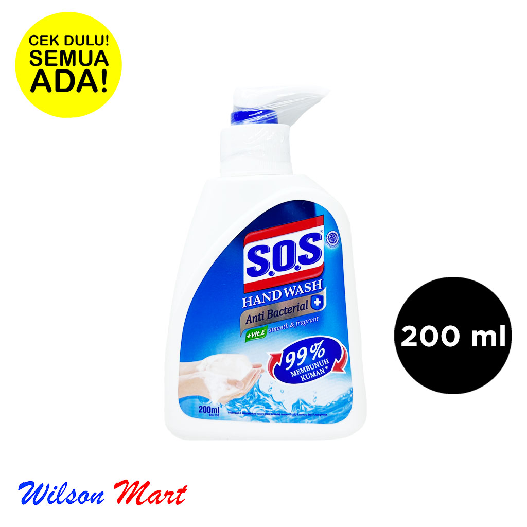 SOS ANTI BACTERIAL HAND WASH SMOOTH FRAGRANT 200 ML PUMP SABUN CUCI ...