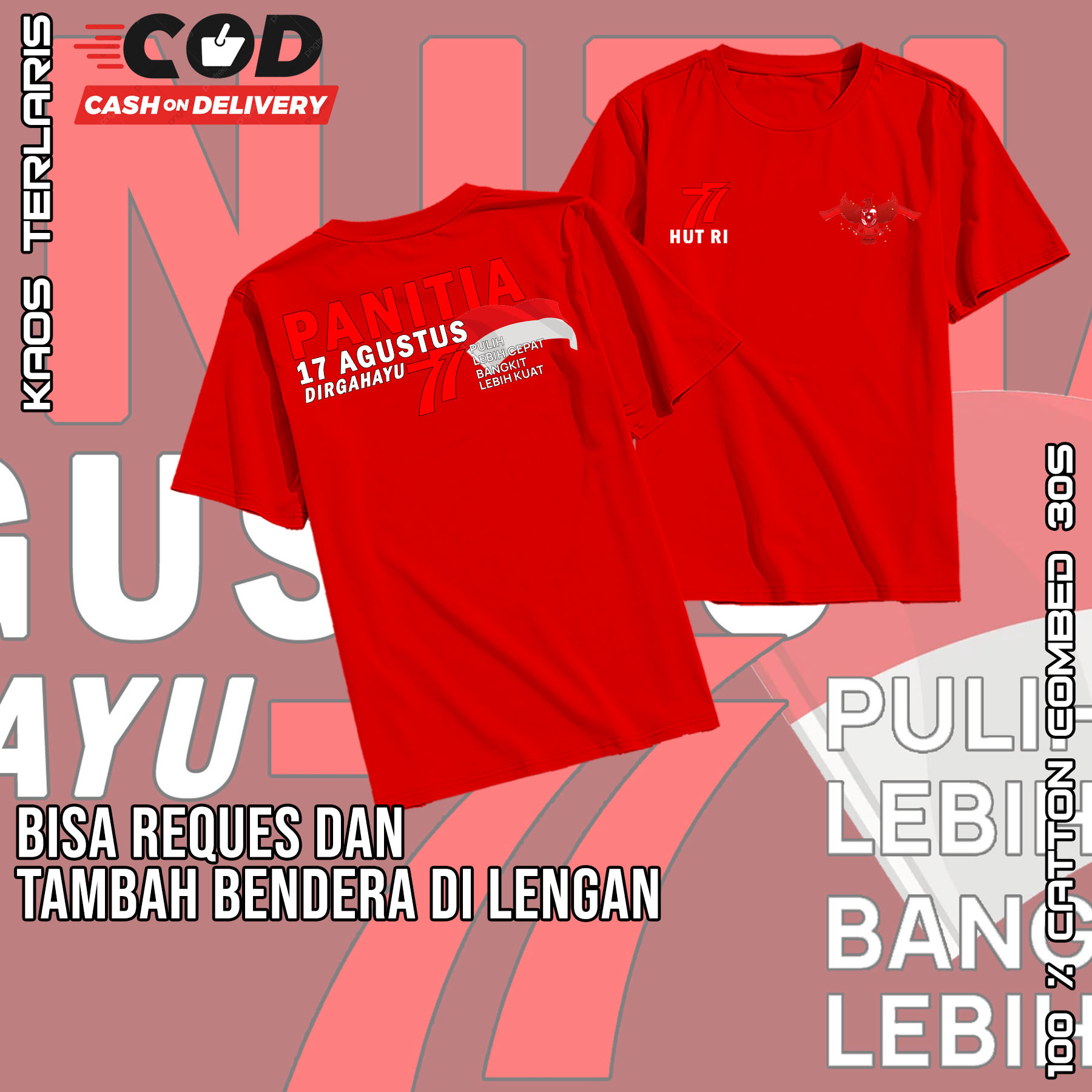 KAOS TERLARIS KAOS PANITIA HUT RI KE 77 DIRGAHAYU INDONESIA 17 AGUSTUS 2022 MERDEKA TERMURAH ...