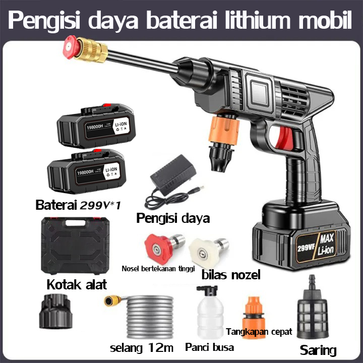 BAIPUXI 8000Kpa 3 cara menimba air Baterai jet cleanerAlat cuci motor ...