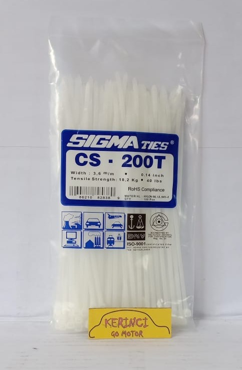 KABEL TIES SIGMA CS 200T TIPIS PUTIH 20cm 7PC - IKAT KABEL TIS INSULOK ...