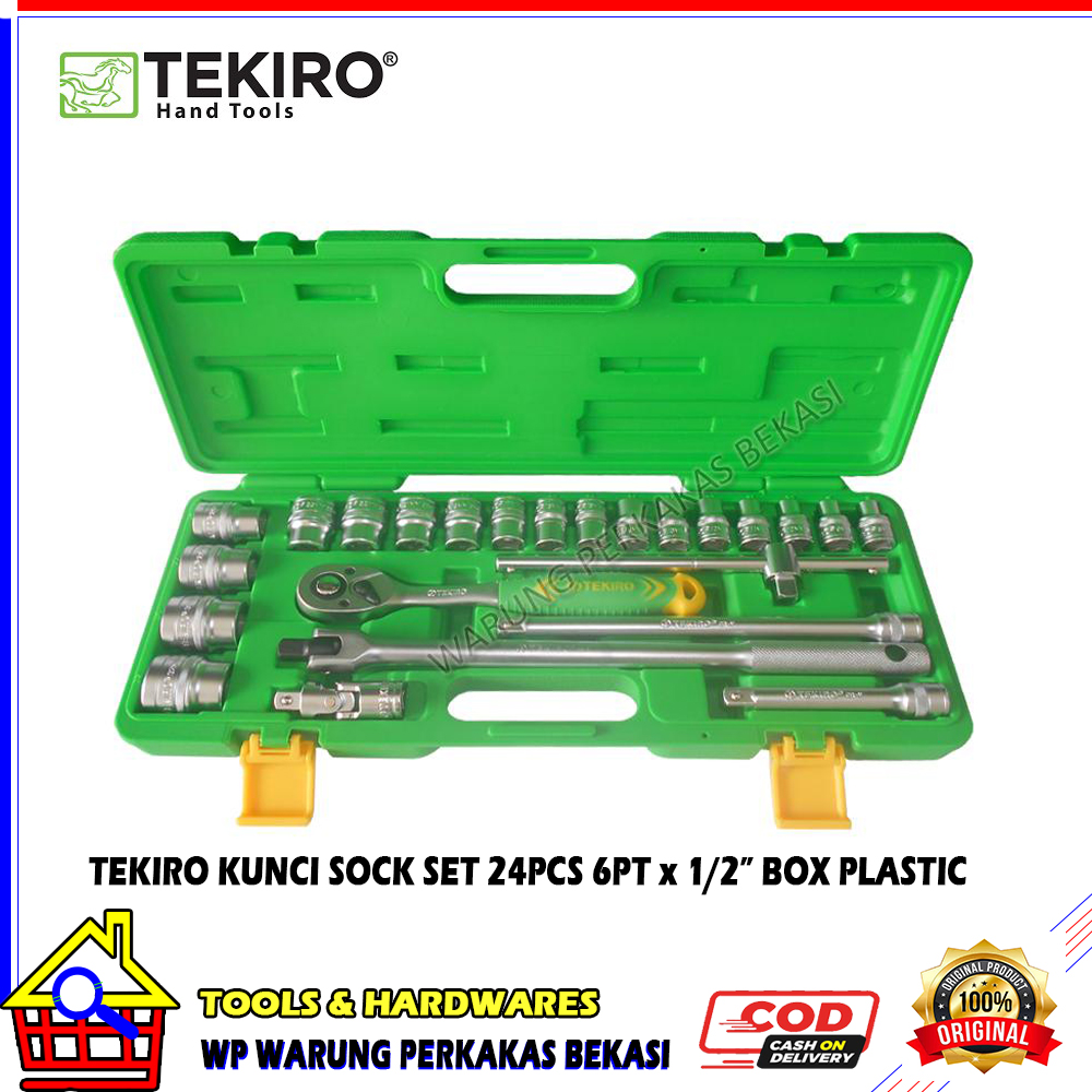 Tekiro 24Pcs 12PT x 1/2" BOX PVC Kunci Sock Sok Socket Set Mata 8mm ...