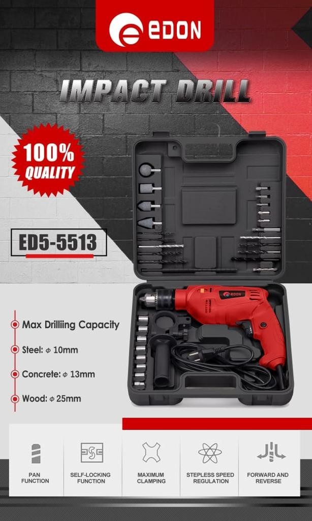 impact drill beton Edon ED5-5513 mesin bor listrik beton | Lazada Indonesia