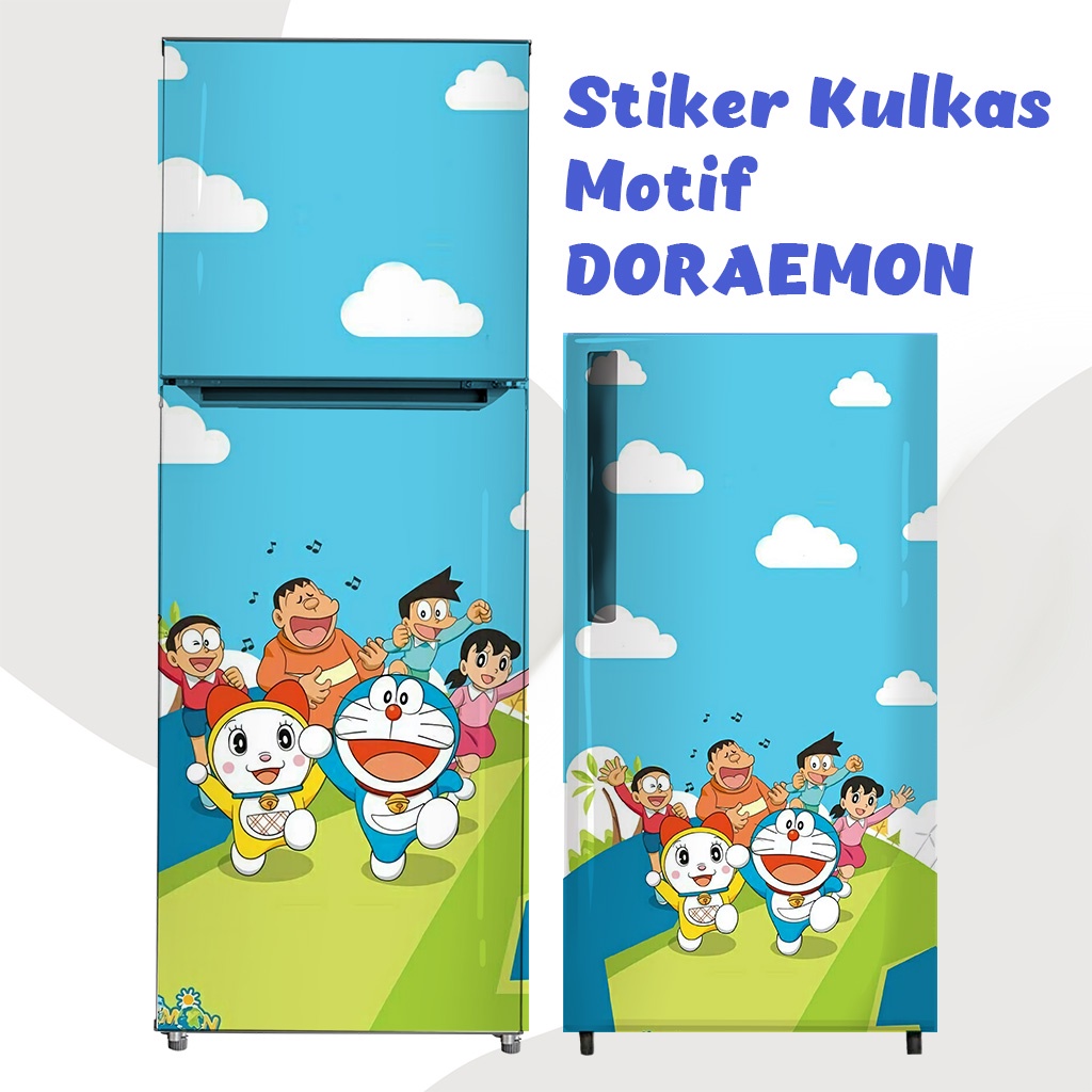 Stiker Kulkas 1 dan 2 Pintu Motif Doraemon Biru Lucu | Lazada Indonesia