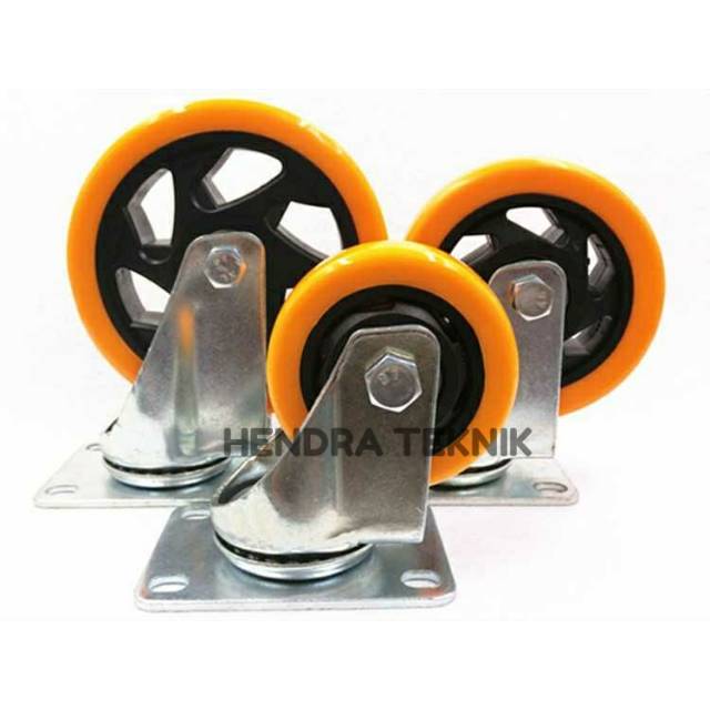 RODA CASTER PVC HIDUP 3" INCH PUTAR RODA ETALASE 75MM PVC ORANGE SWIVEL ...