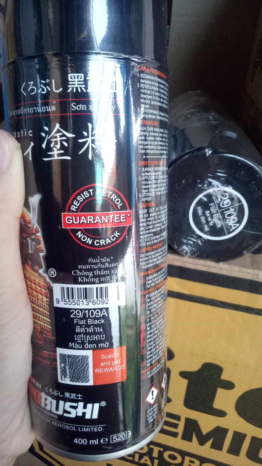 pilok pilox samurai flat black 109A 400ml samurai hitam doff black doff ...