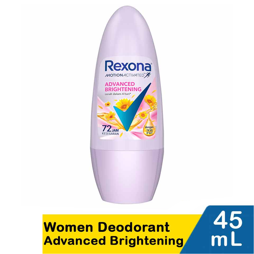Rexona Women Deodorant Roll On Antiperspirant Advanced Brightening Cerah 4 Hari 45Ml | Lazada ...