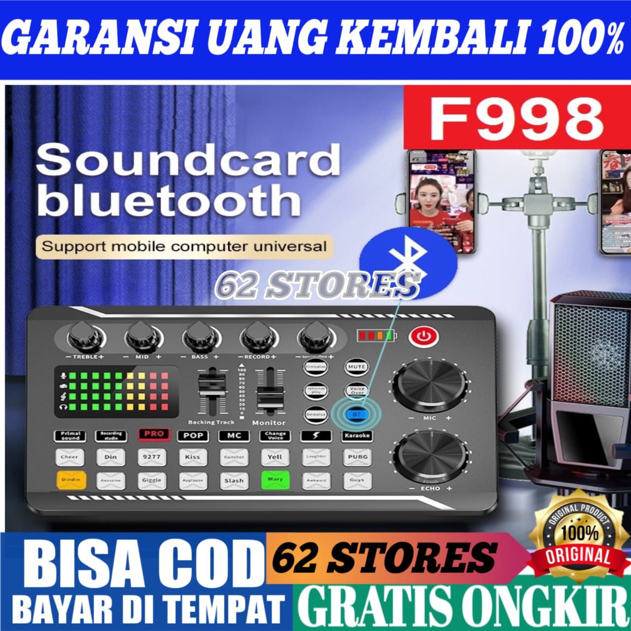 COD Soundcard F999 Pro Original Murah Mixer Bluetooth Wireless Alat DJ ...