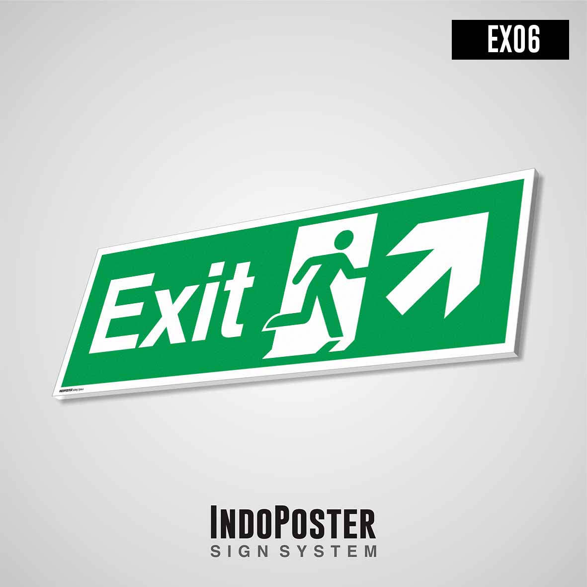 Safety Sign Emergency Rambu K3 PVC Tanda EXIT Keluar Arah Kanan Atas ...