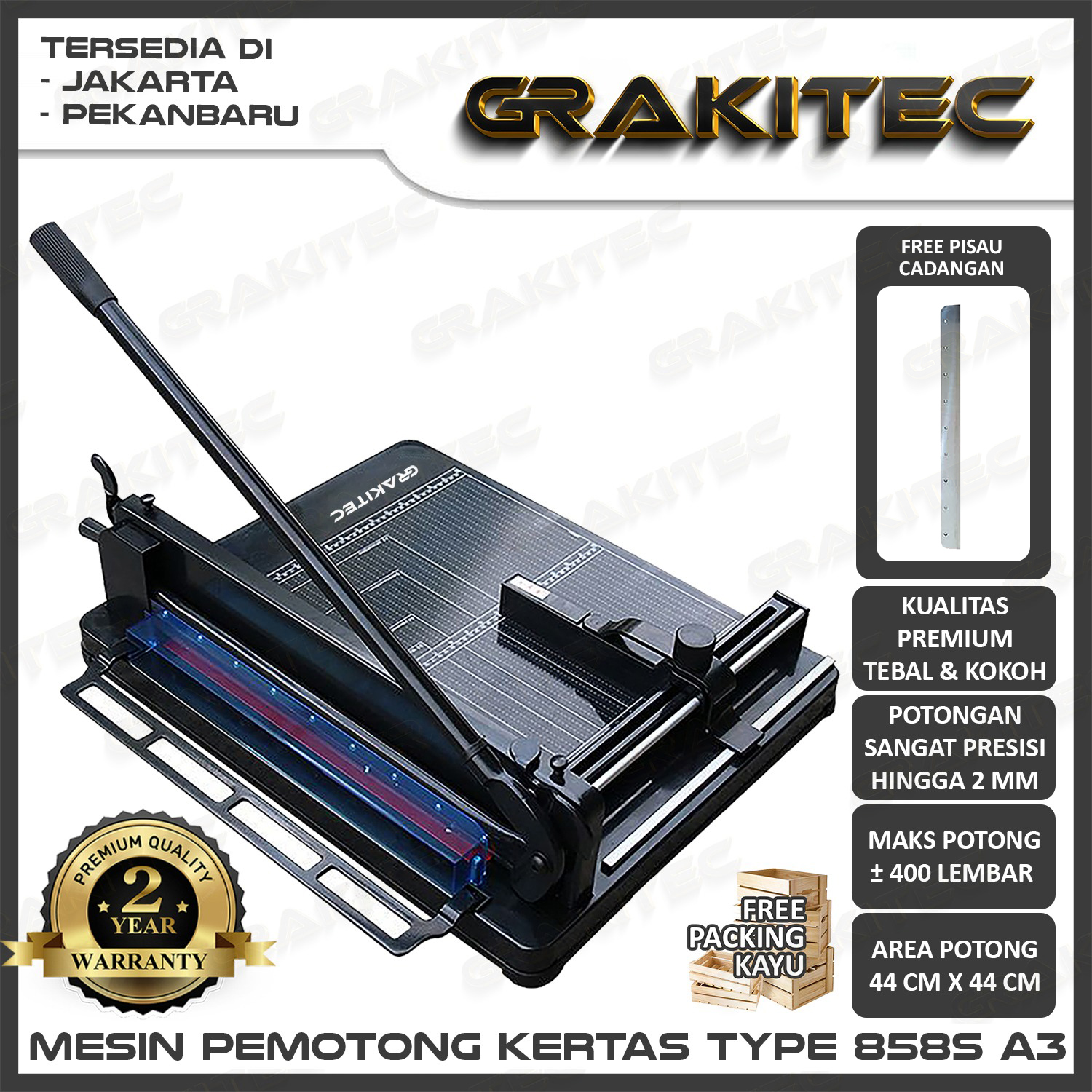 Mesin Pemotong Kertas 1 Rim Grakitec Tipe A3 858s Kualitas Super