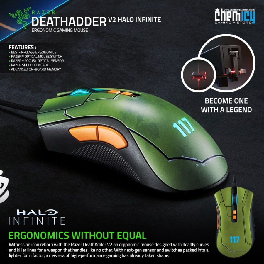 Razer Deathadder V2 Halo Infinite Edition RGB Gaming Mouse | Lazada ...