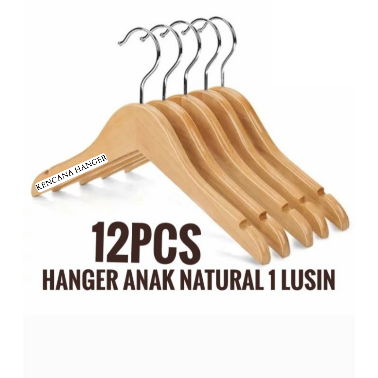 (12 PCS) Hanger Kayu Anak | Hanger Kayu Untuk Baju Anak (Wood) Warna ...