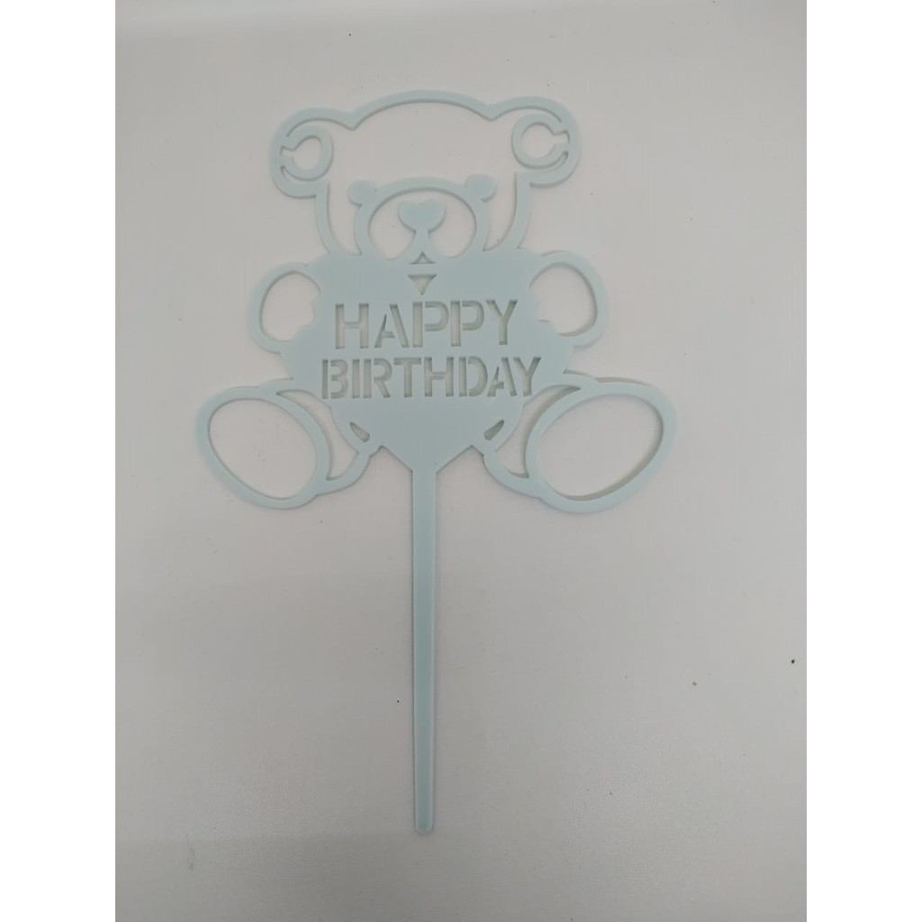 CAKE TOPPER HAPPY BIRTHDAY AKRILIK MOTIF BERUANG 10 / HIASAN KUE HBD ...