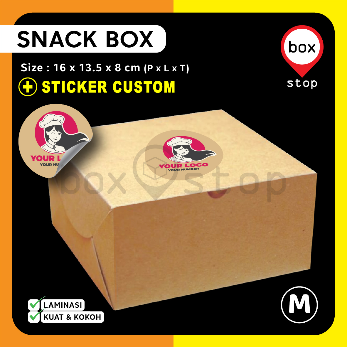 Paket Combo Box Kotak Dus SNACK BOX + Stiker Logo Custom (50 Set ...