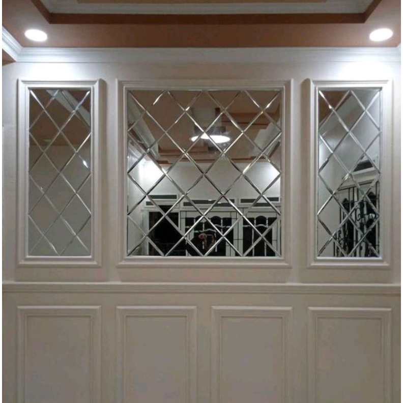 Set Kaca Cermin Rectangular Ukuran Tengah 84cm x 84cm / Ukuran Pinggir ...