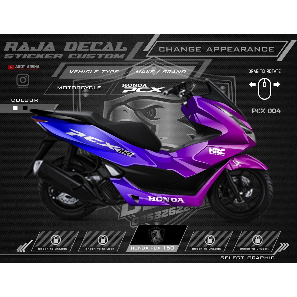 sticker pcx 160 full body / stiker decal pcx New / striping motor ...