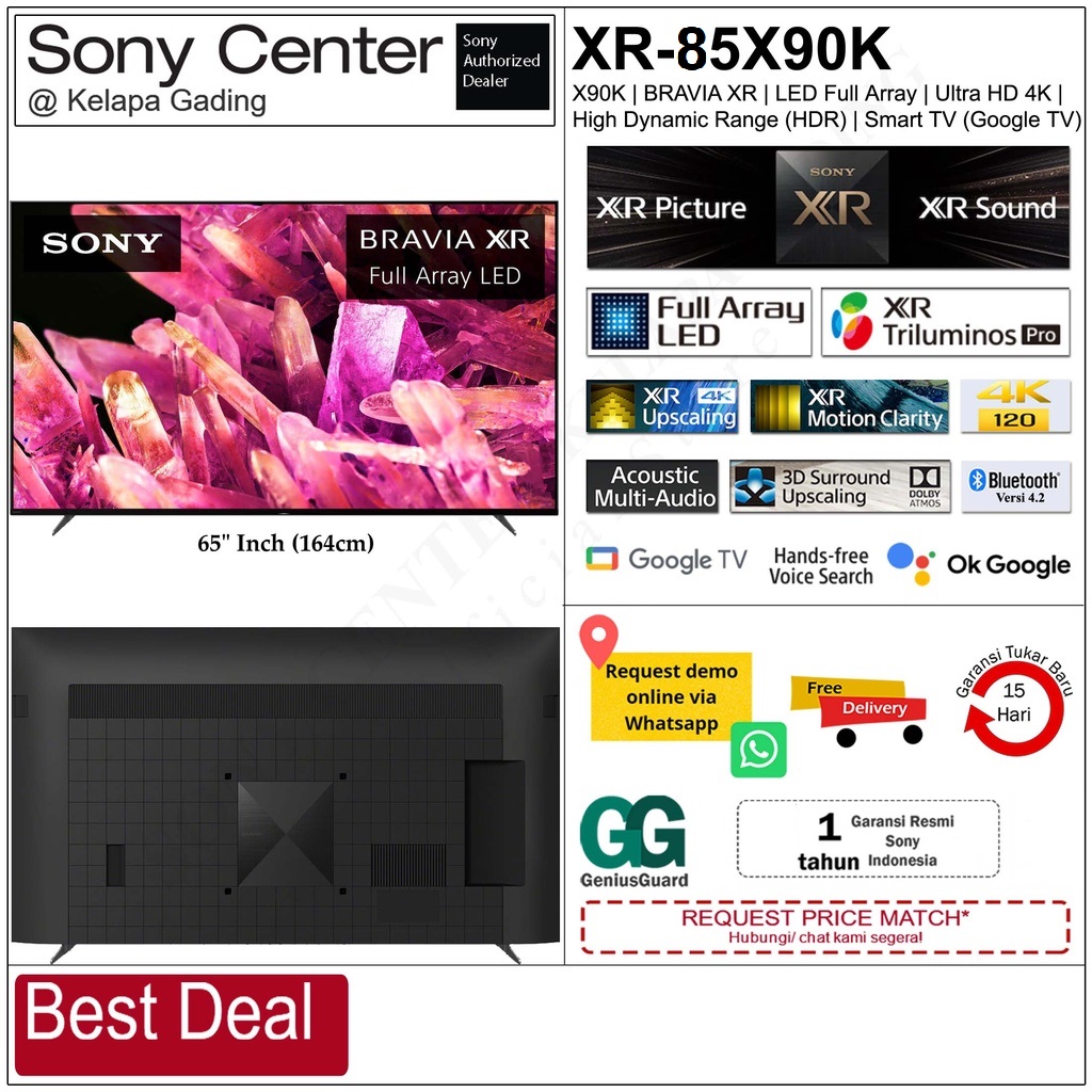 SONY XR-85X90K / XR 85X90K LED Full Array 4K HDR Google TV "Khusus Area ...