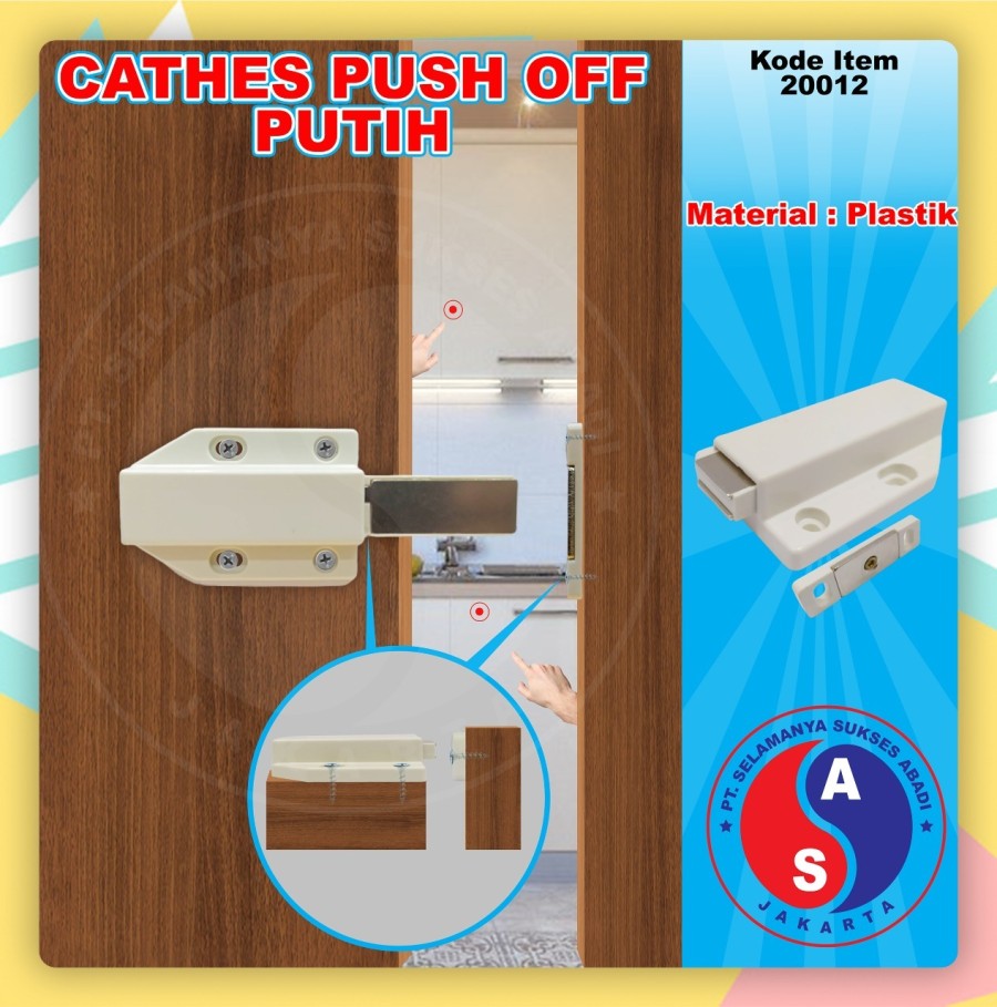 Catches Push Off Putih Grendel kayu pengait pintu ataupun laci | Lazada ...
