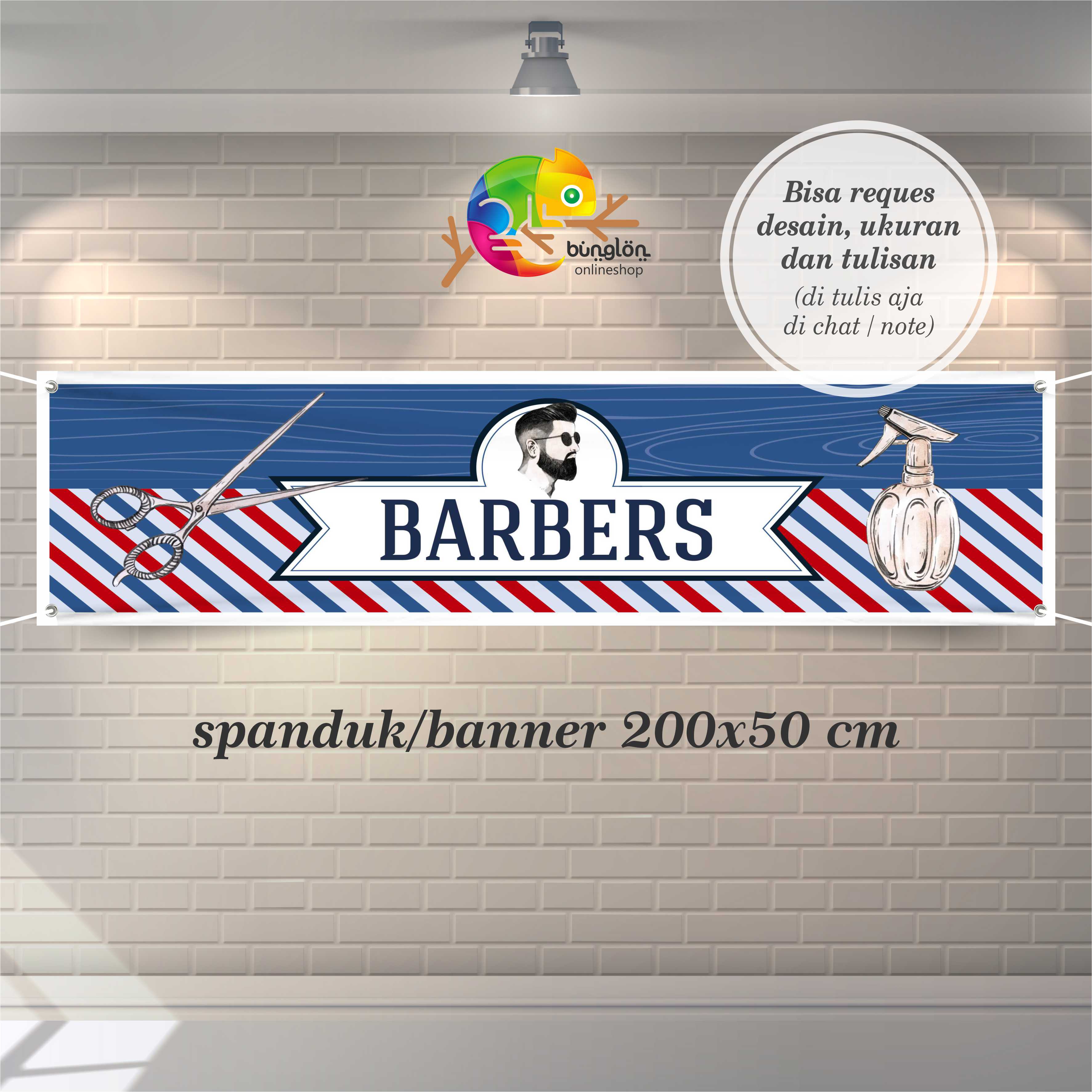 Size 200x50 Cm Spanduk Banner Barbershop Simple B Spanduk Pangkas ...