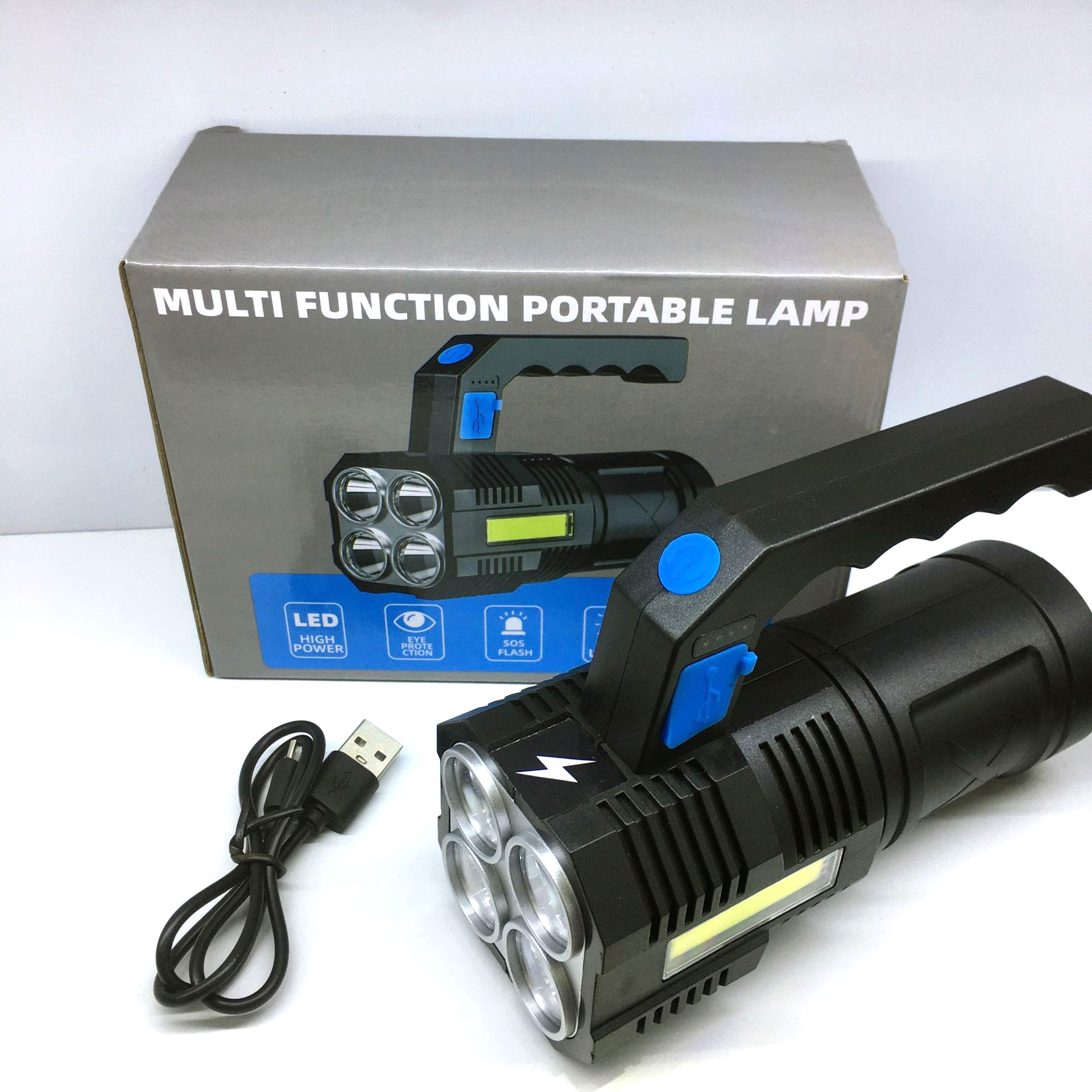 Senter LED 4 Mata 48W 20W - Senter LED Chargeable - Senter Cas 4 LED ...