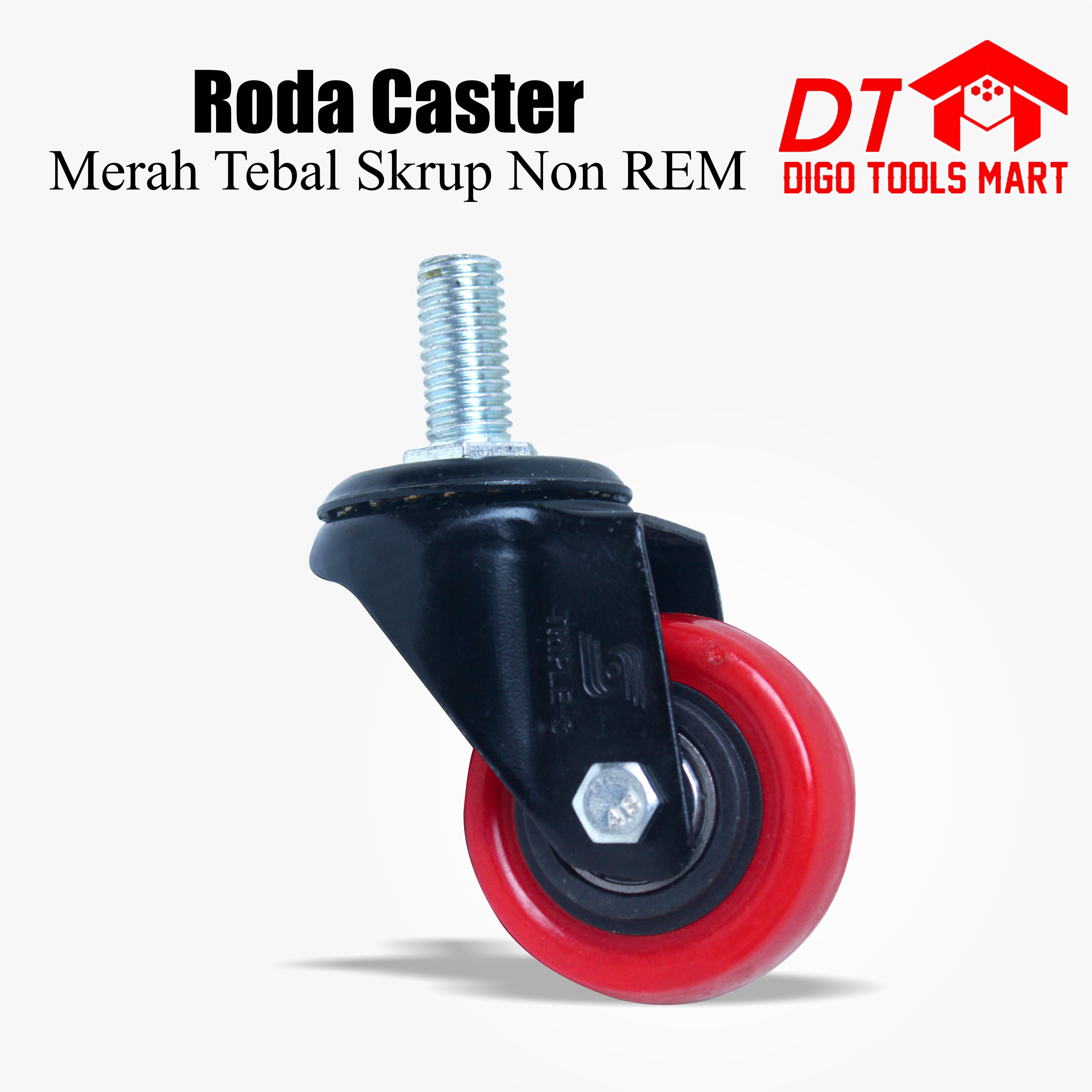Roda Caster Merah Tebal Non Rem Sekrup 2 inci Model Tancap | Lazada ...