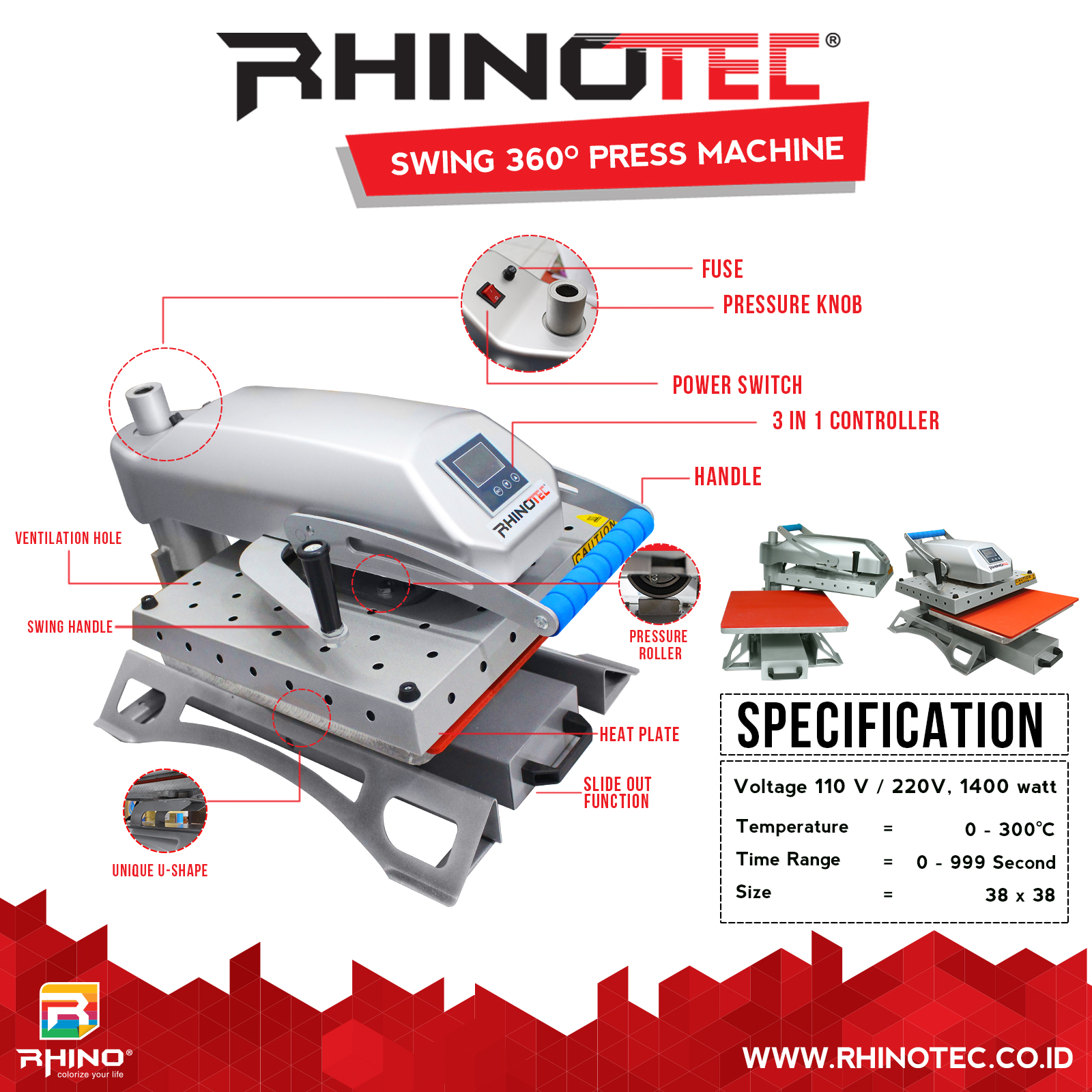 Mesin Press Kaos Baju Ukuran 40 x 50 cm Rhinotec RTP-05 | Lazada Indonesia