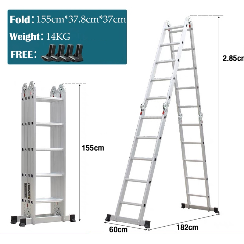 Reaim Tangga Lipat Aluminium 3.8M/4.8M/5.8M Teleskopik Tangga ...