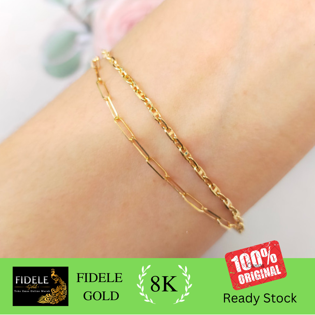 Gelang 2 layer 2 susun rantai gelang serut emas 375 | Lazada Indonesia