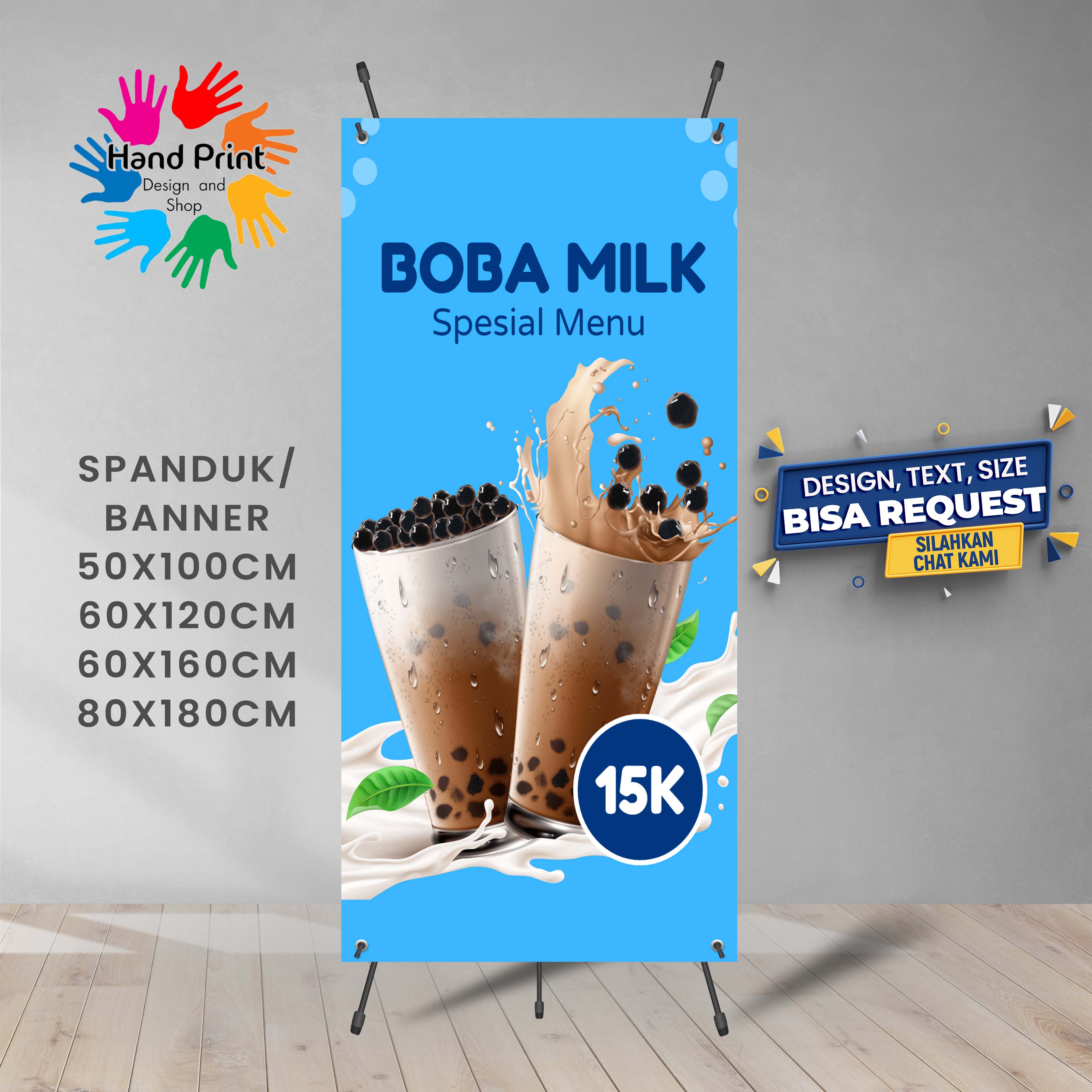 SPANDUK BANNER Minuman Boba Warna Biru 60x160 CM | Lazada Indonesia