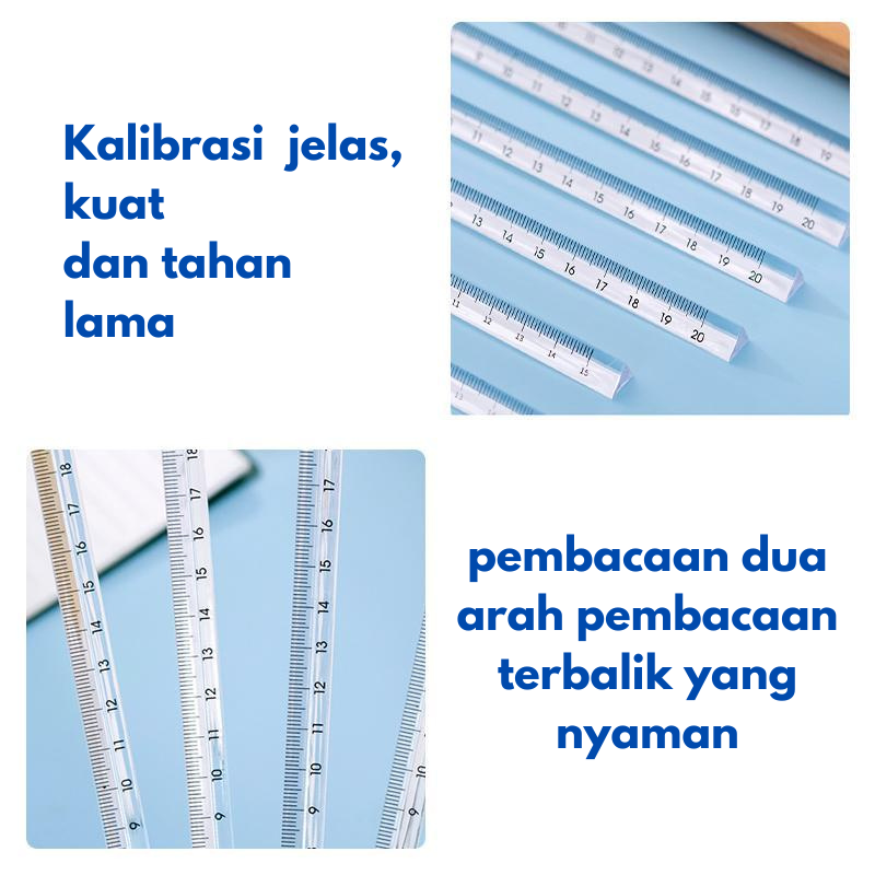 20cm Penggaris Kristal Segitiga Triangle Shape Ruler Crystal Measuring ...