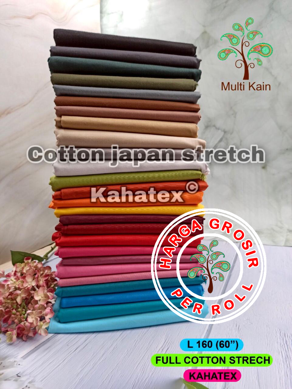 Multi kain katun cotton stretch spandex kahatex harga per roll | Lazada ...