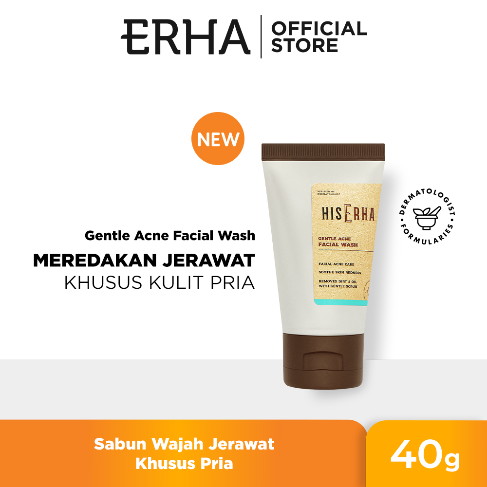 His Erha Gentle Acne Facial Wash 40 g - Sabun Muka Jerawat Pria ...