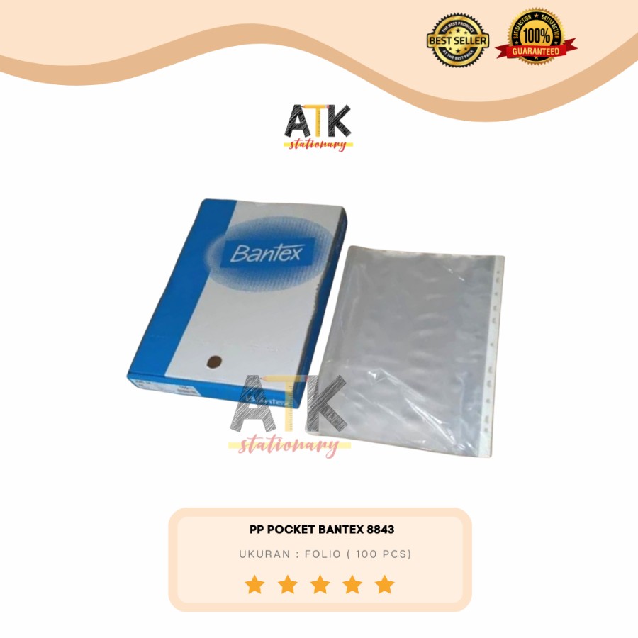 Plastik PP Pocket File Folio Bantex 8843 F4 Isi 100 Lembar atk | Lazada ...