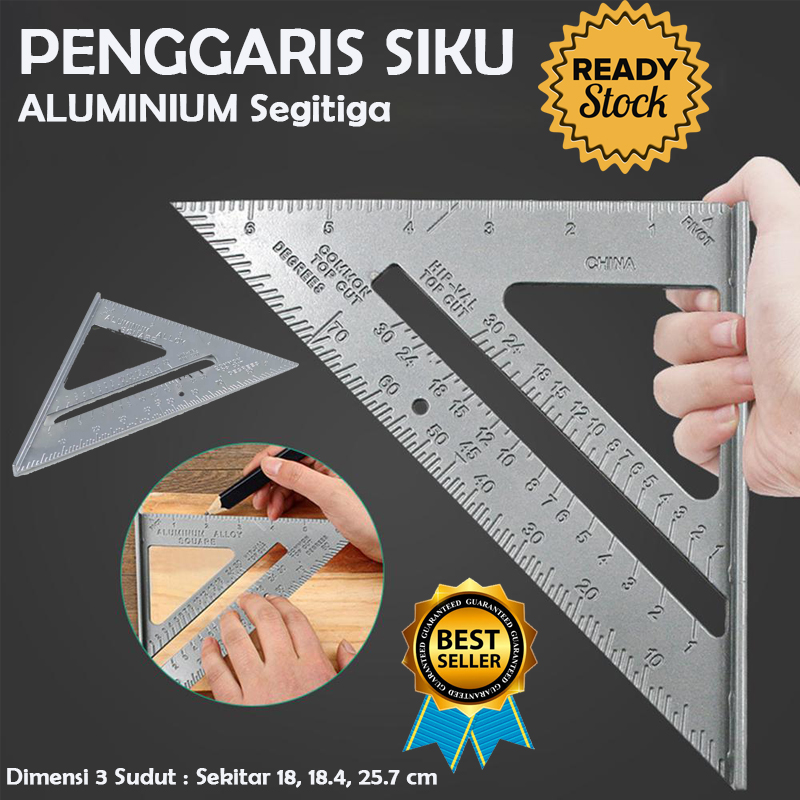 Penggaris Siku Mistar Triangle Ruler Aluminium 90 Derajat Alat Ukur ...